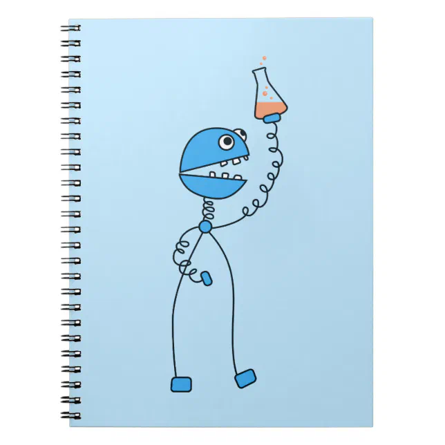 Funny Cartoon Robot Chemistry Geek Notebook | Zazzle