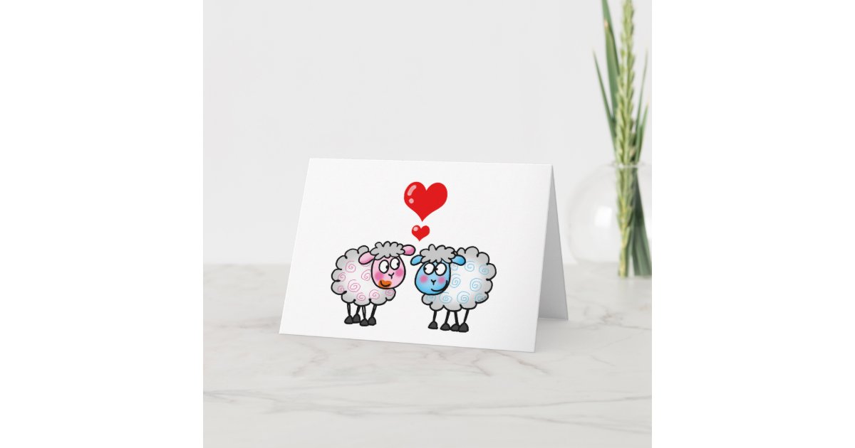 Funny cartoon sheep, Wedding couple Card | Zazzle