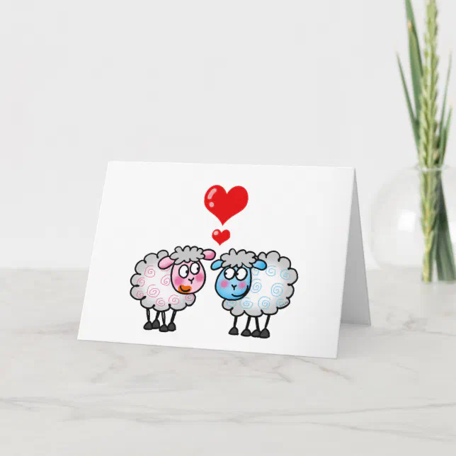 Funny cartoon sheep, Wedding couple Card | Zazzle