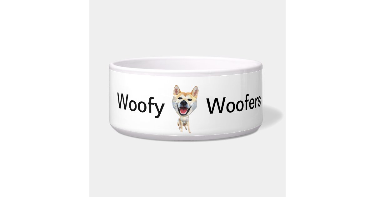 Funny Cartoon Shiba Inu Woofy Woofers Dog Bowl | Zazzle