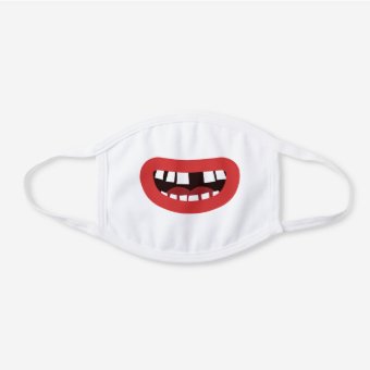Funny Cartoon Smiling Laughing Mouth Missing Tooth White Cotton Face ...