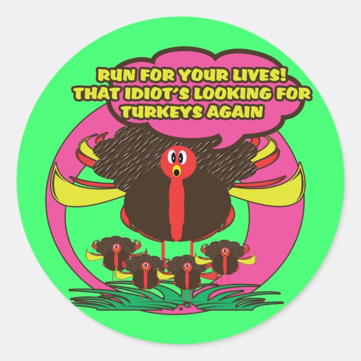 Funny cartoon thanksgiving turkey stickers - cute | Zazzle