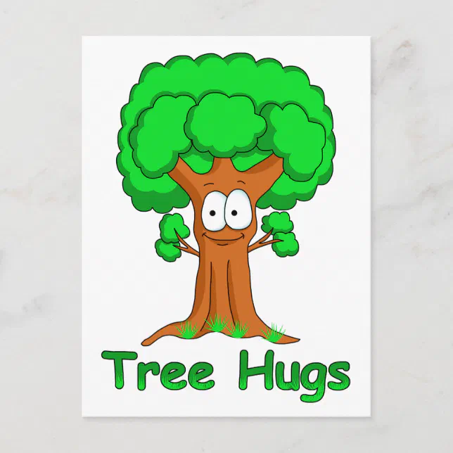 Funny Cartoon Tree Hugs Postcard | Zazzle