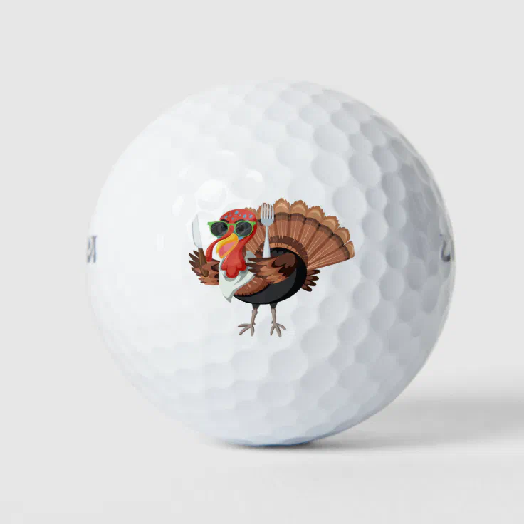 Funny Cartoon Turkey Golf Balls | Zazzle