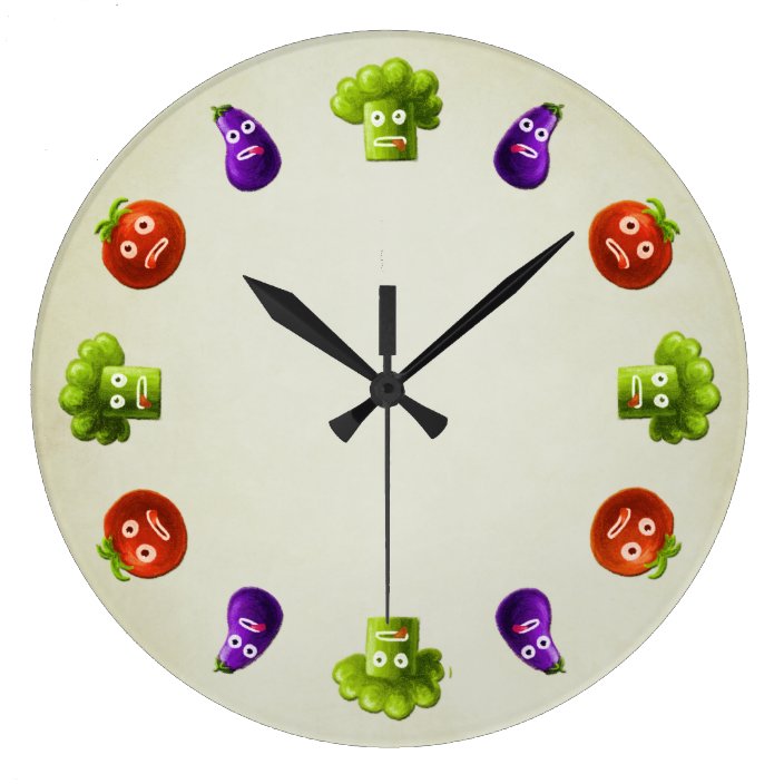 Funny Cartoon Vegetables Kitchen Large Clock | Zazzle.com