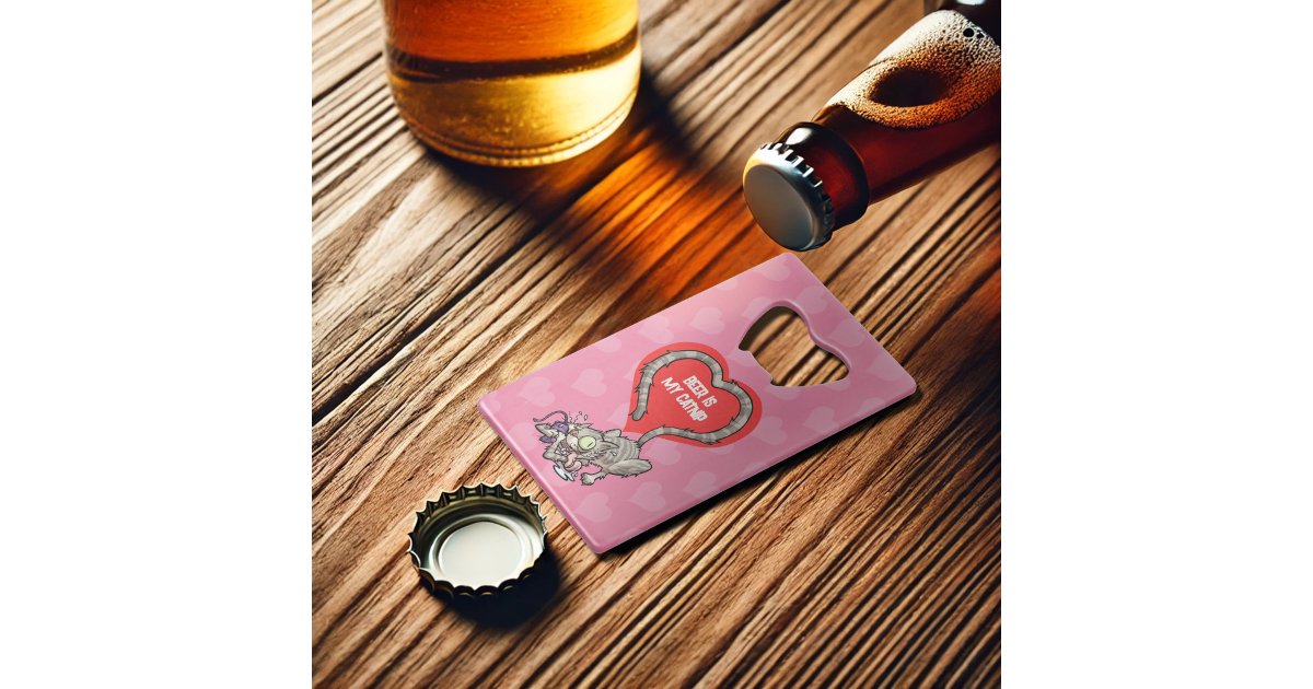 Funny Cat Beer Is My Catnip Drooling Tabby Cartoon Credit Card Bottle ...