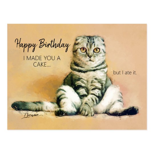 Funny Cat Cake Happy Birthday Postcard Zazzle Funny Cat Cake Happy Birthday Postcard Zazzle