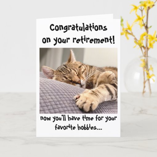 Funny Cat Congratulation on Retirement Card | Zazzle