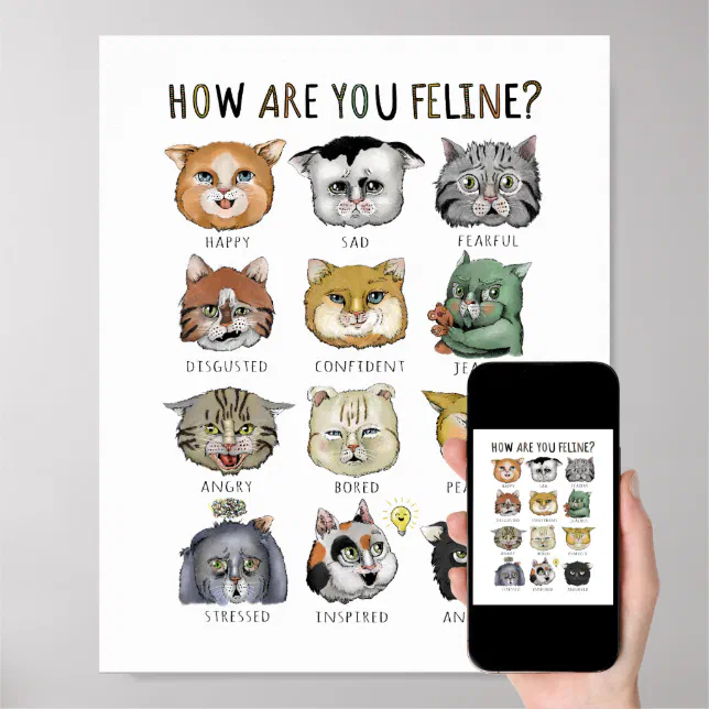 Funny Cat Feeling Chart How Are You Feline? | Zazzle