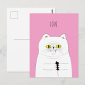 Funny Cat Gifting a Mouse LOVE Postcard | Zazzle