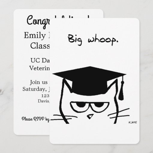 Funny Cat Graduation Announcement or Grad Party | Zazzle
