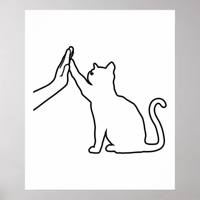 Funny Cat High Five Graphic Cat Owner And Cat Lover Poster Zazzle