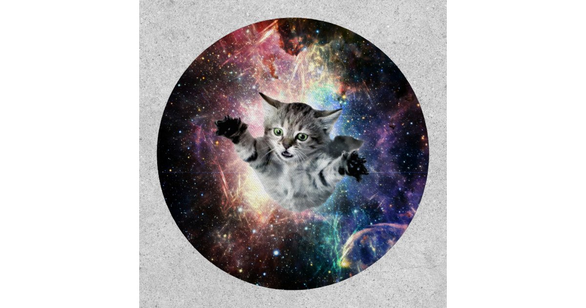 Funny cat in space patch | Zazzle