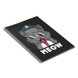 Funny Cat Lover Meow Police Officer Sheriff Cat Notebook | Zazzle