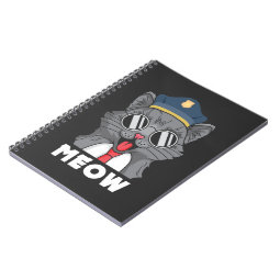 Funny Cat Lover Meow Police Officer Sheriff Cat Notebook | Zazzle