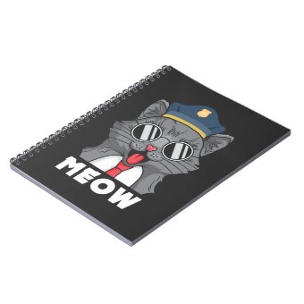 Funny Cat Lover Meow Police Officer Sheriff Cat Notebook | Zazzle