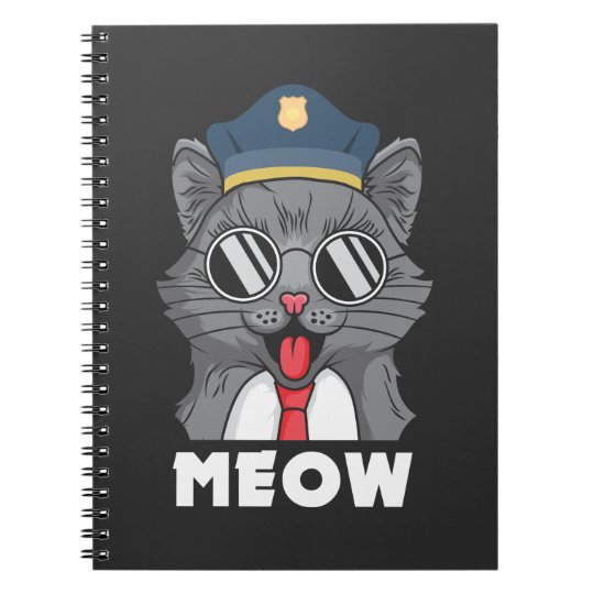Funny Cat Lover Meow Police Officer Sheriff Cat Notebook | Zazzle.com