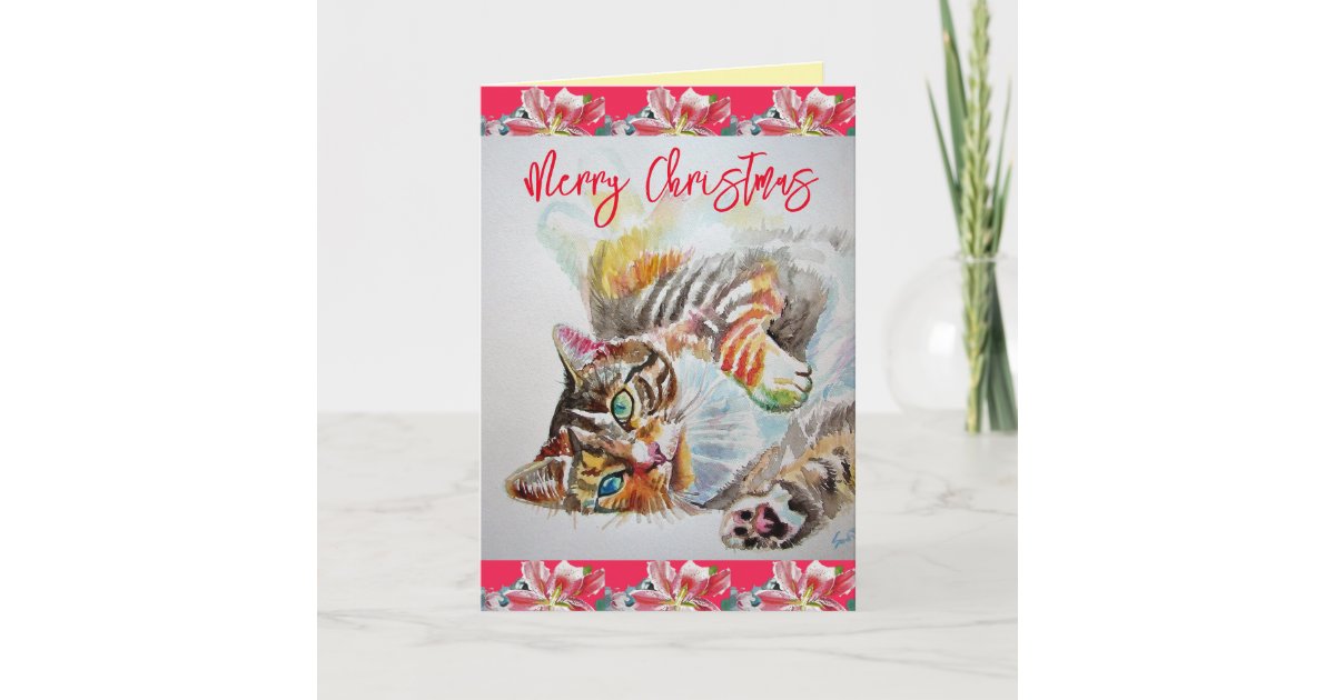 Funny Cat Merry cats Christmas Card | Zazzle