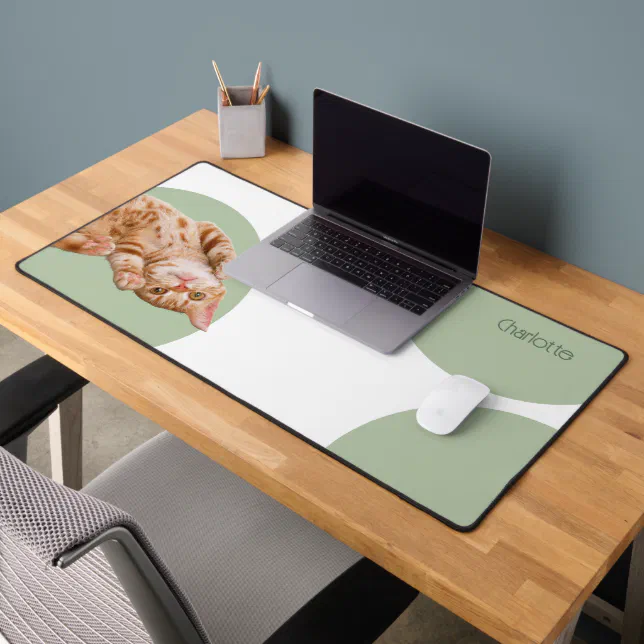 Funny Cat Personalized Desk Mat | Zazzle
