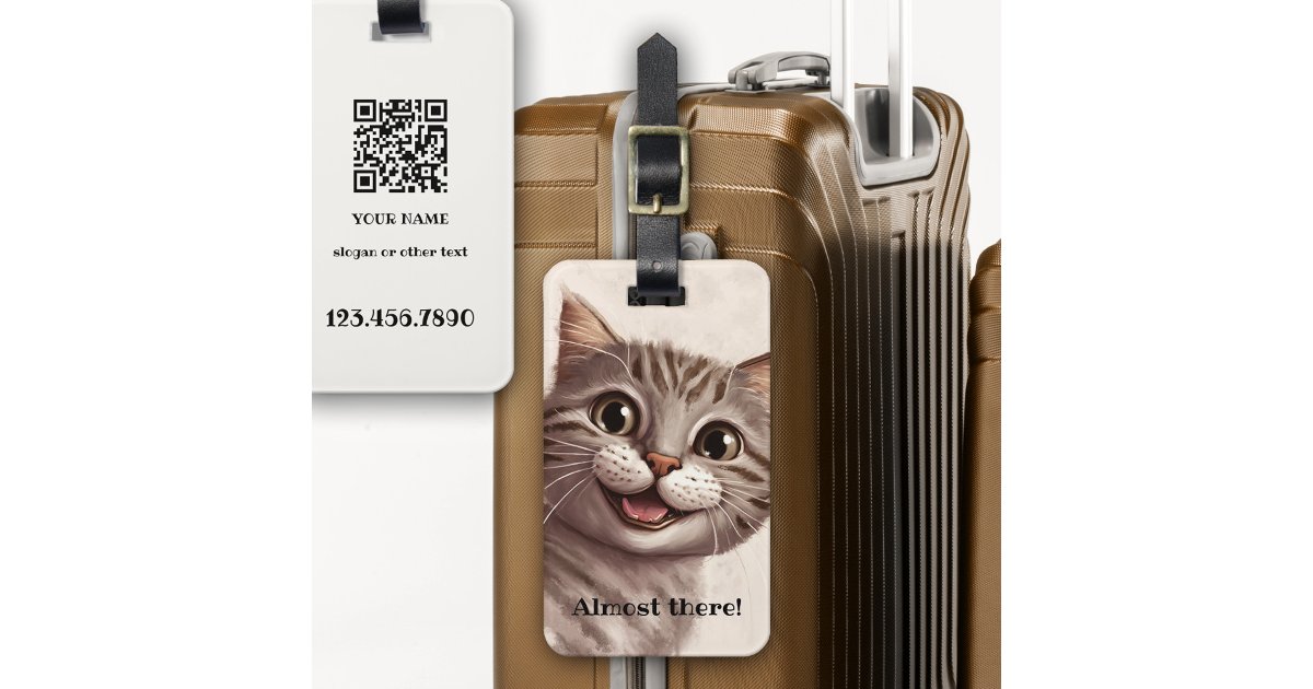 Funny Cat QR Code Luggage Tag | Zazzle