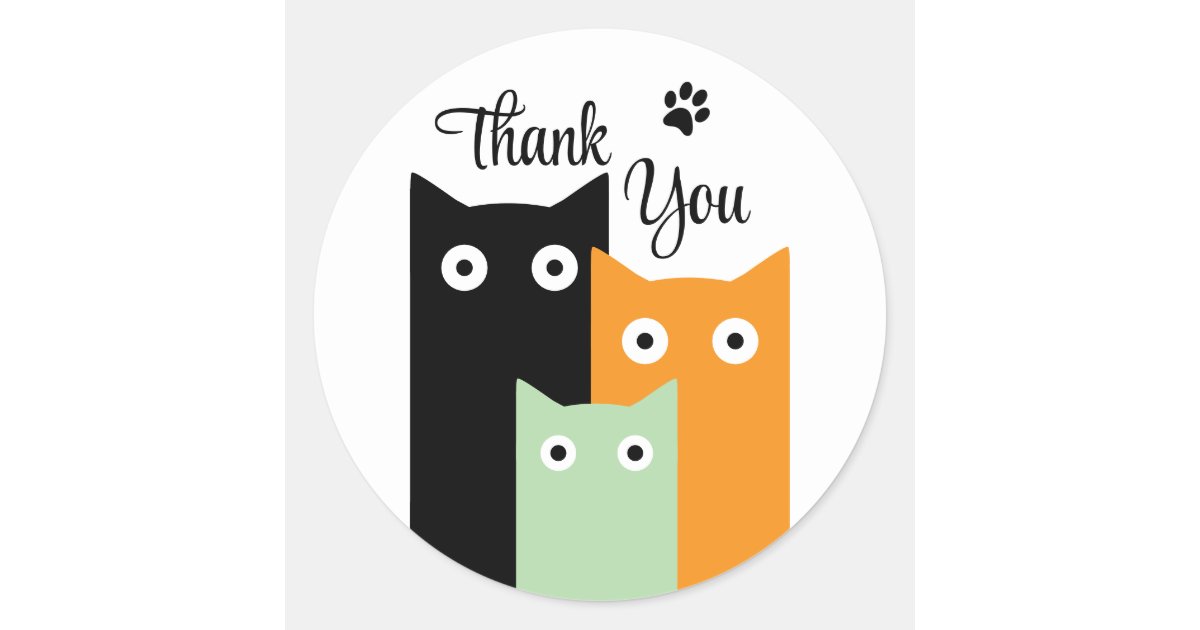 Funny Cat, Thank You Classic Round Sticker | Zazzle