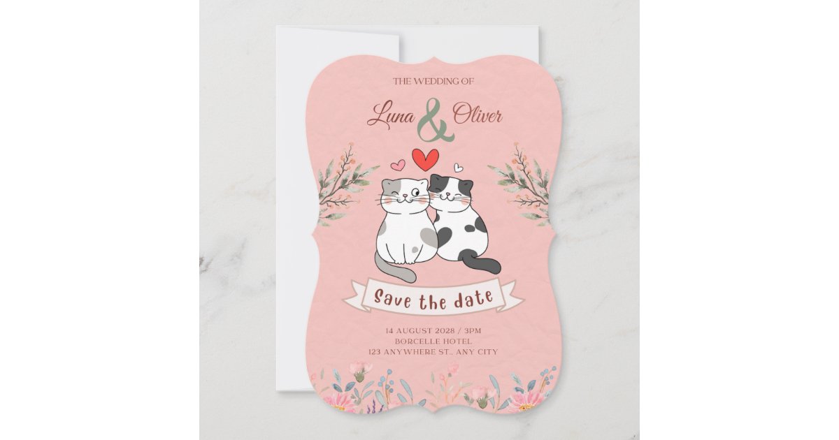 Funny cat wedding invitation | Zazzle