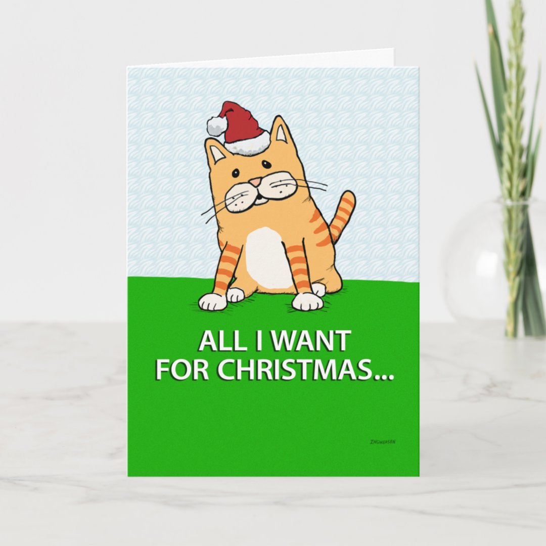 Funny Cat Wish List Christmas Card | Zazzle