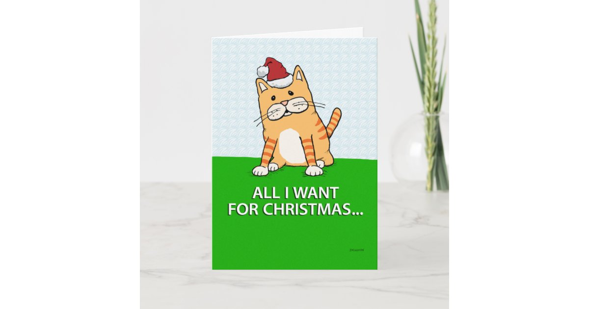 Funny Cat Wish List Christmas Card | Zazzle