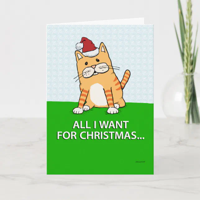 Funny Cat Wish List Christmas Card | Zazzle