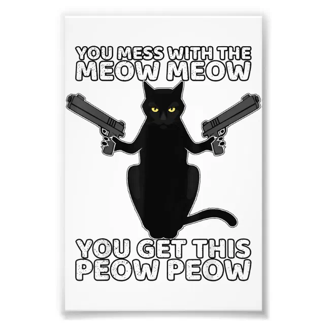 Funny Cat With Guns You Mess With The Meow Meow Photo Print | Zazzle