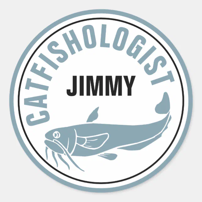 Funny Catfish Humorous Fishing Fried Recipe Cook Classic Round Sticker ...