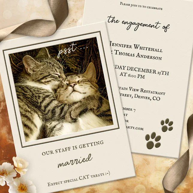 Funny Cats Custom Photo Engagement Party Invitation | Zazzle