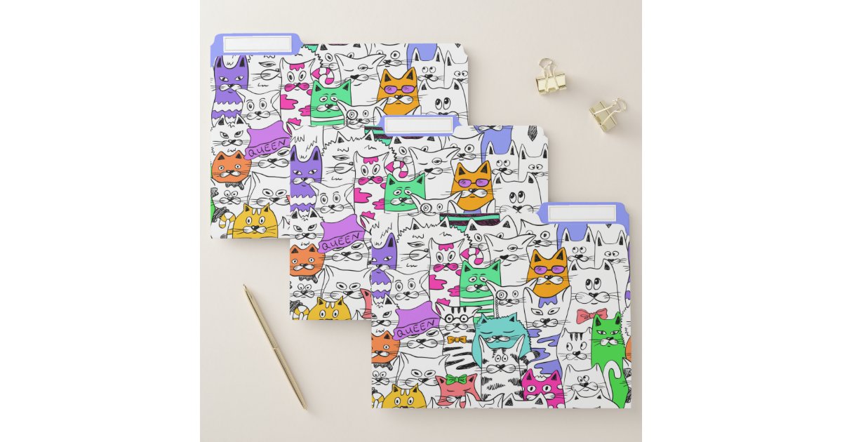 Funny Cats File Folder | Zazzle