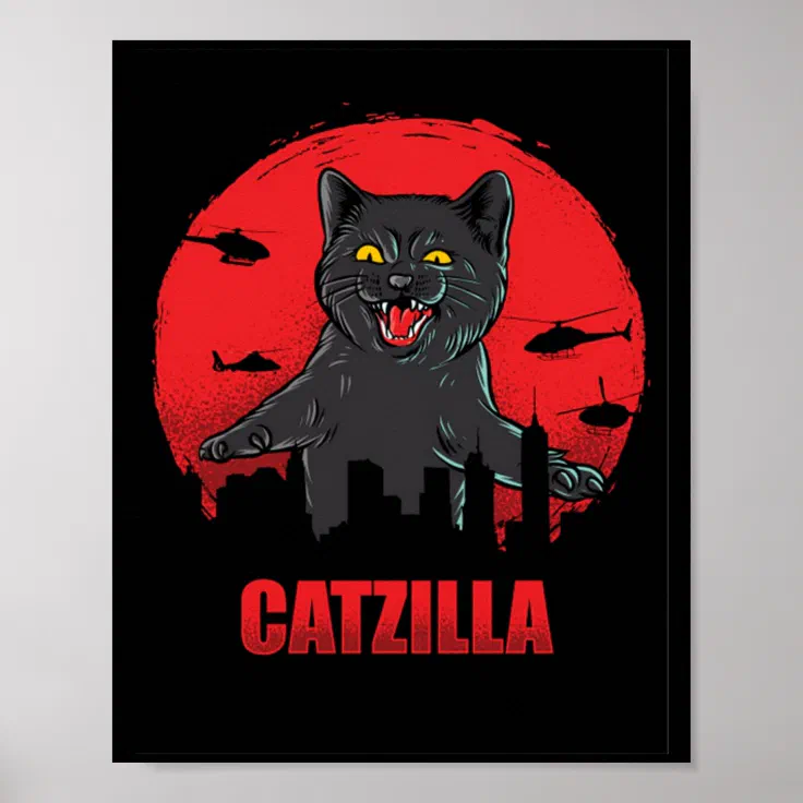 Funny Catzilla Poster | Zazzle