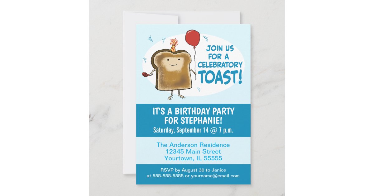 Funny Celebratory Toast Birthday Party Invitation | Zazzle