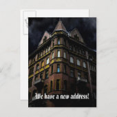 Funny change of address with haunted house announcement postcard | Zazzle