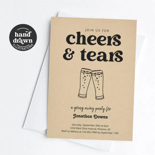 Funny Cheers & Tears Beer Going Away Party Invitation | Zazzle