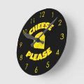 Funny Cheese Please wedge of Swiss Cheese Throw Pi Round Clock | Zazzle