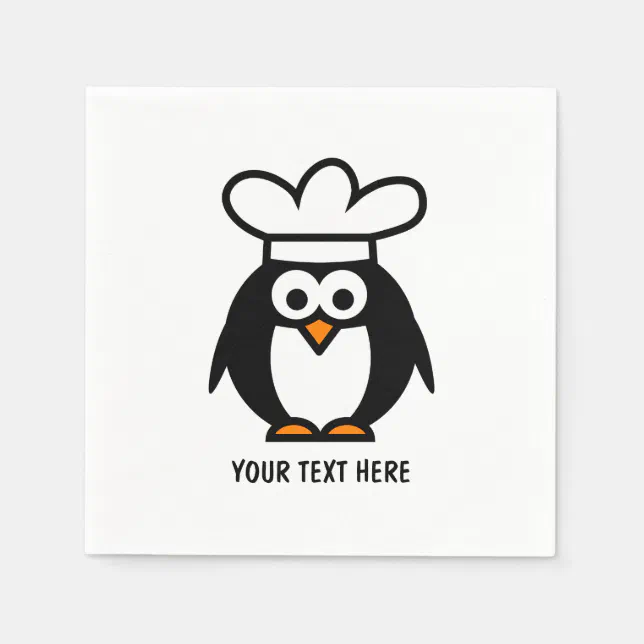 Funny chef cook penguin paper party napkins | Zazzle
