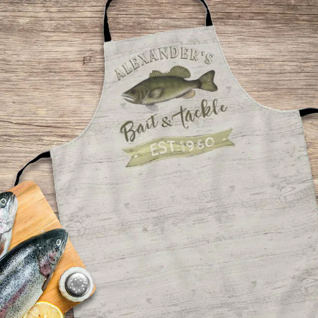 Funny Chef Fisherman Bass Fish Custom Wildlife Apron | Zazzle