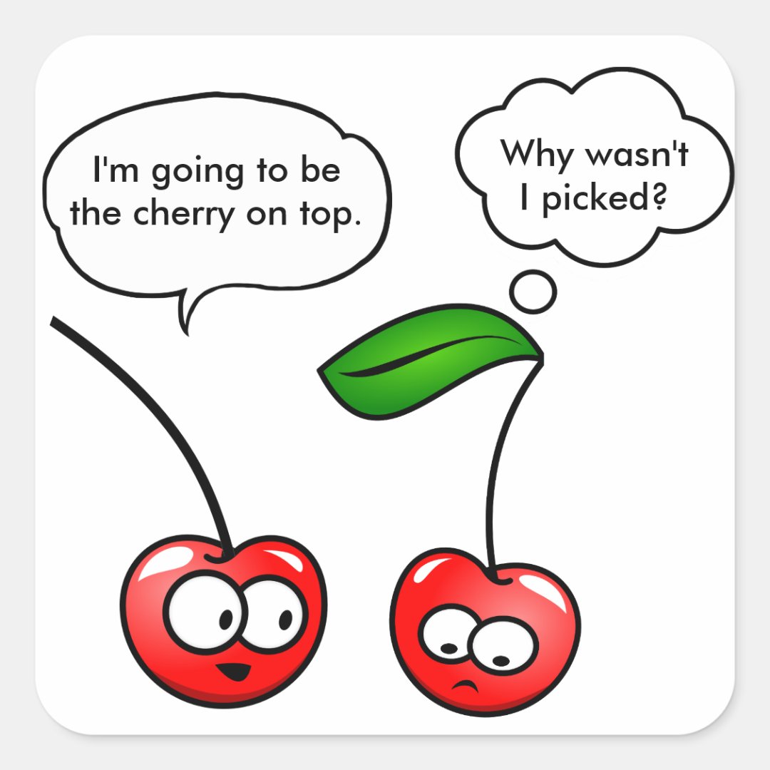 Funny Cherry Puns Joke Square Sticker | Zazzle