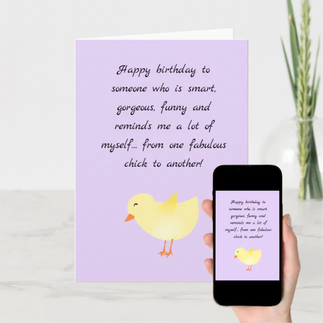 funny chick pun happy birthday sassy for her card | Zazzle