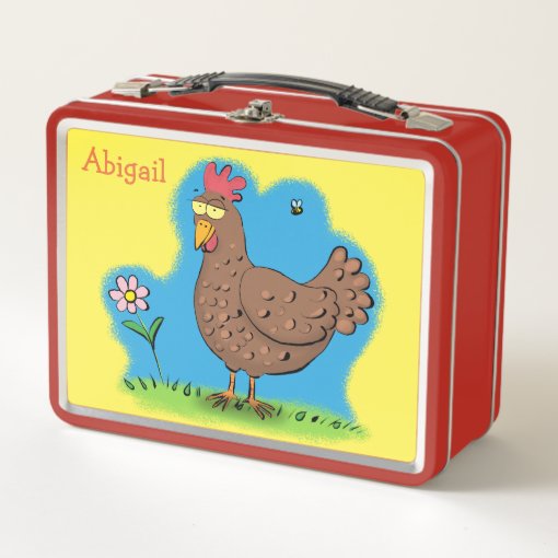 Funny chicken cartoon lunch box | Zazzle