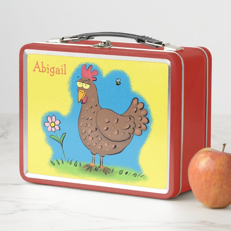 Funny chicken cartoon lunch box | Zazzle