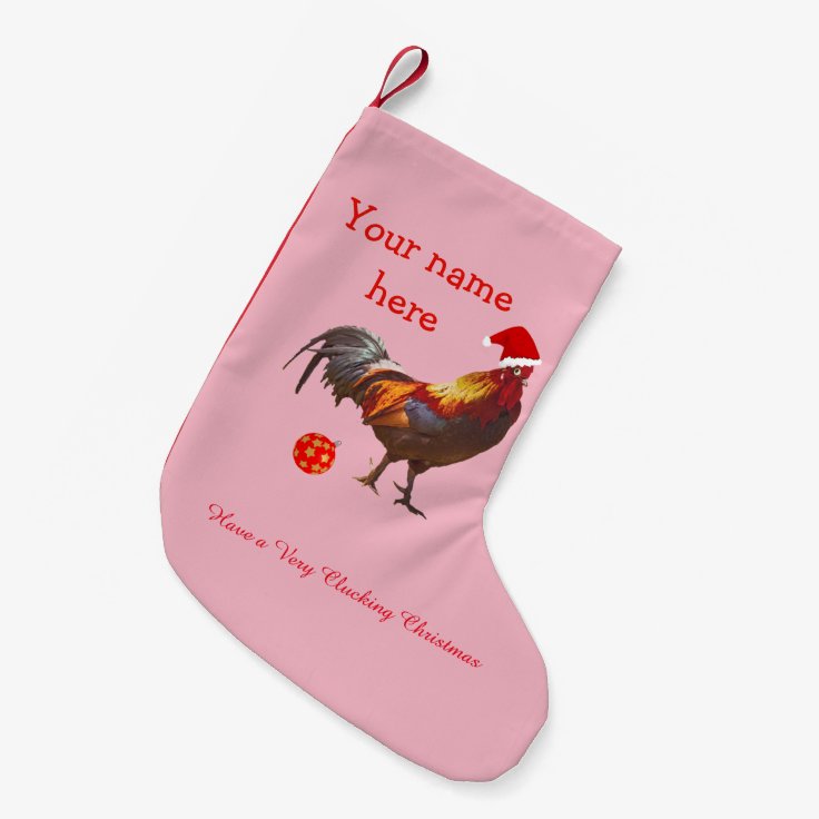 Funny Chicken Christmas Greeting Small Christmas Stocking | Zazzle