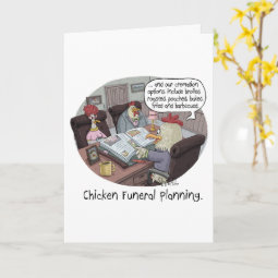 Funny Chicken Funeral Planning with cute chickens Card | Zazzle