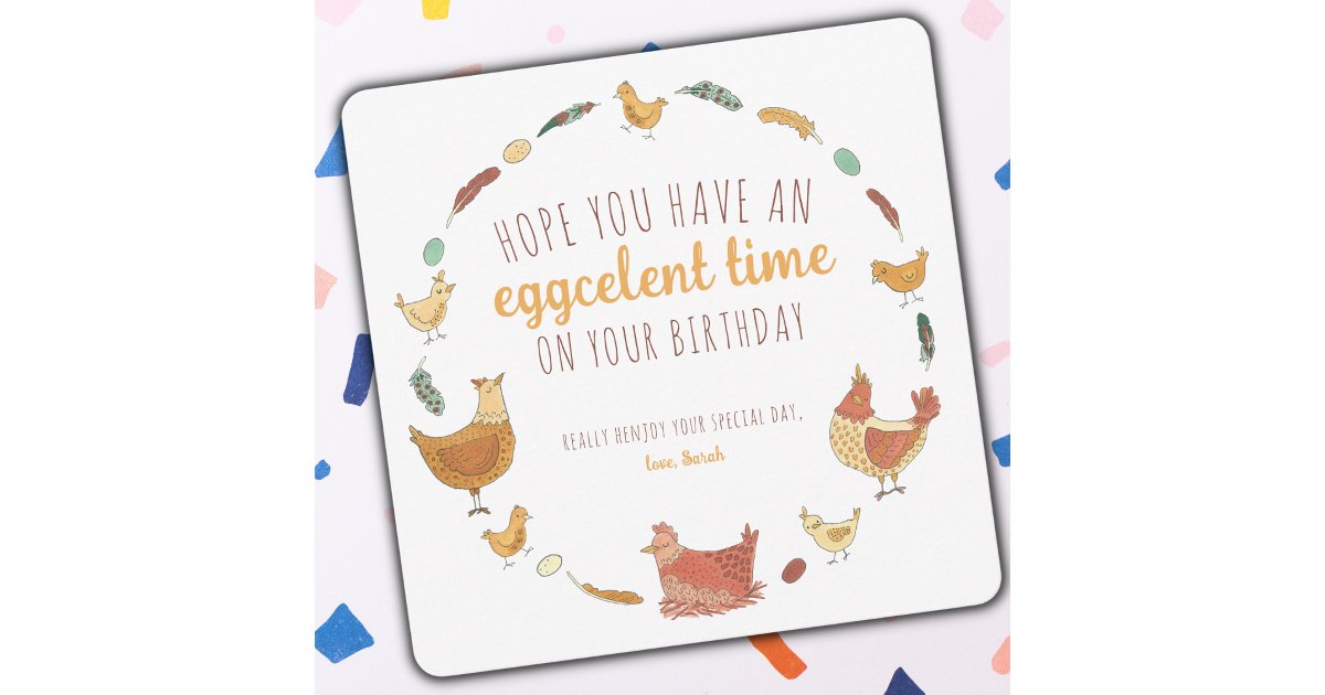 Funny Chicken Pun Square Birthday Holiday Card | Zazzle