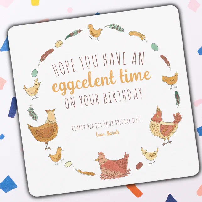 Funny Chicken Pun Square Birthday Holiday Card | Zazzle