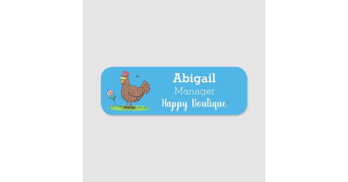 Funny chicken rustic whimsical cartoon name tag | Zazzle