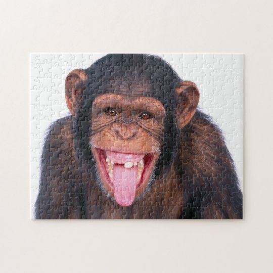 Funny Chimpanzee Portrait, Jigsaw Puzzle | Zazzle.com